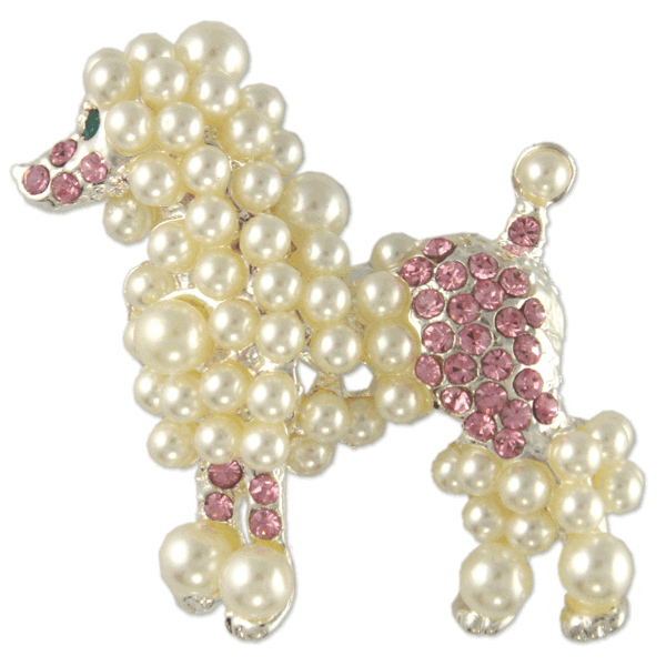 Pearl Poodle Pin