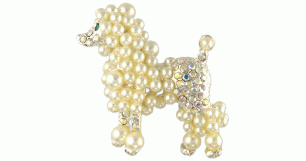 Pearl Poodle Pin