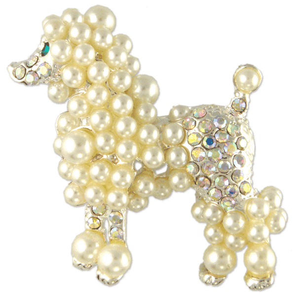 Pearl Poodle Pin